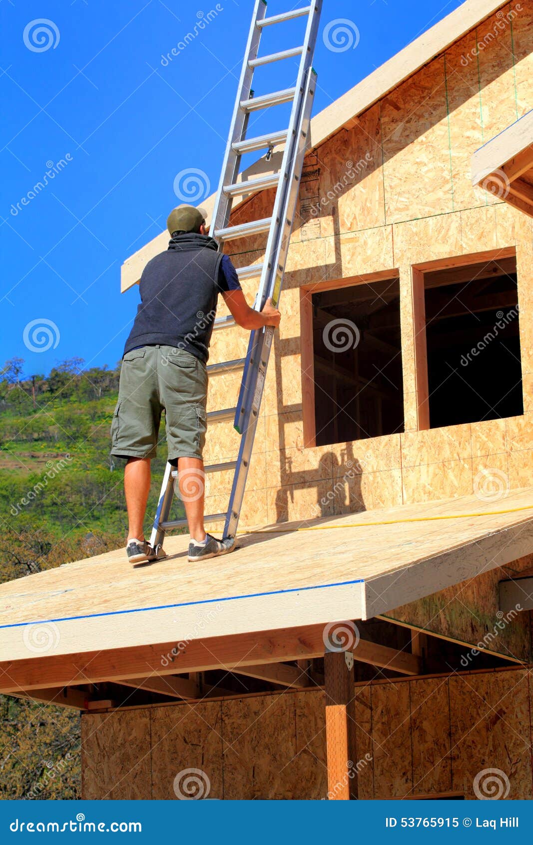 Carpenter with Ladder stock image. Image of architect - 53765915