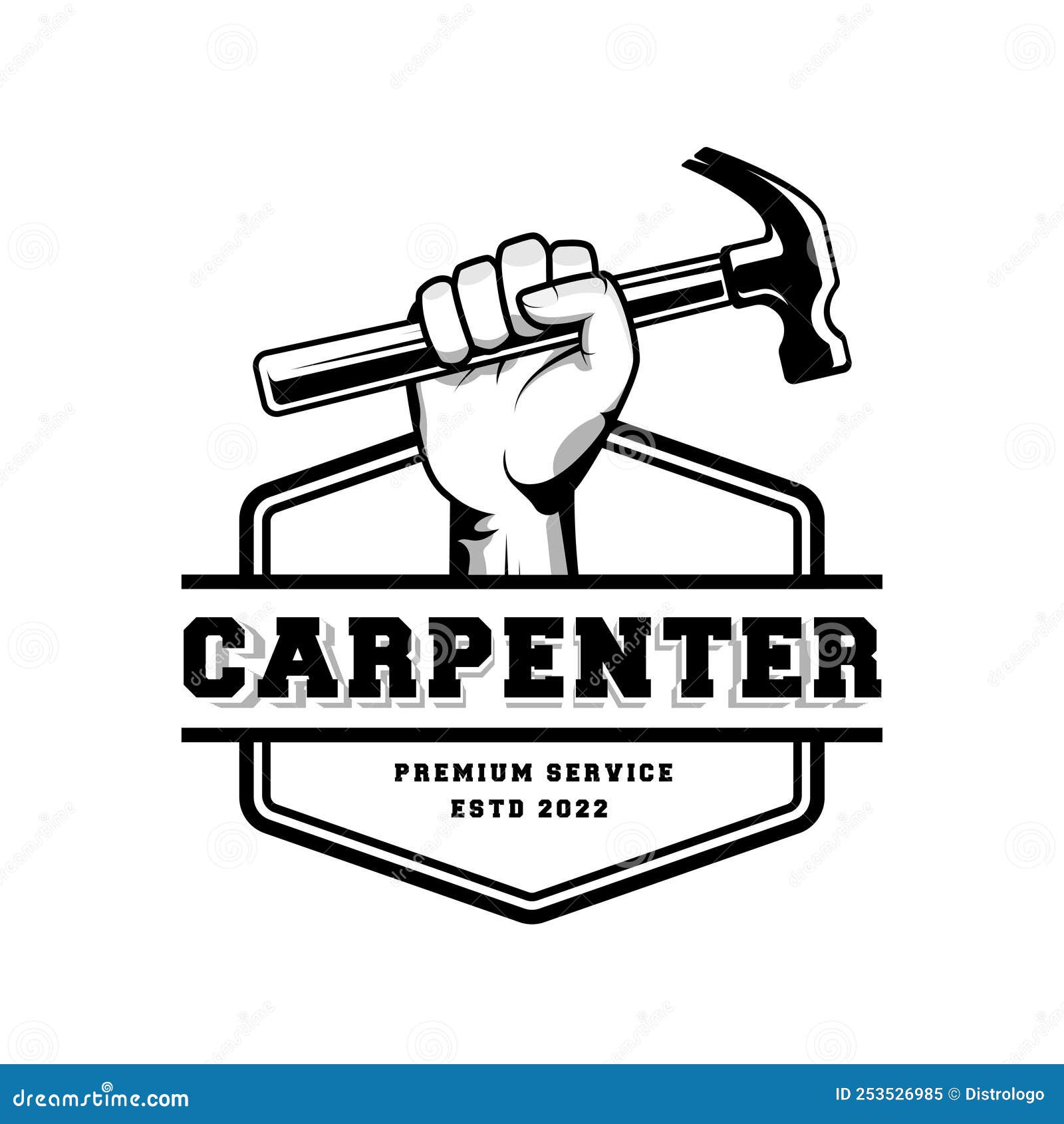 Carpenter Logo Design in Rustic Retro Vintage Style. Handyman Logo ...