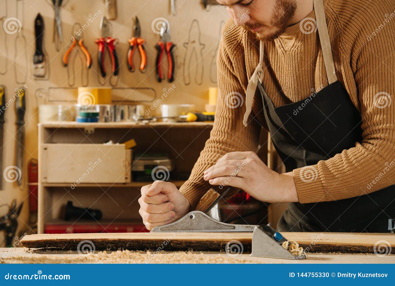 Carpenter is Making Furniture on Order in a Workshop Stock Photo ...
