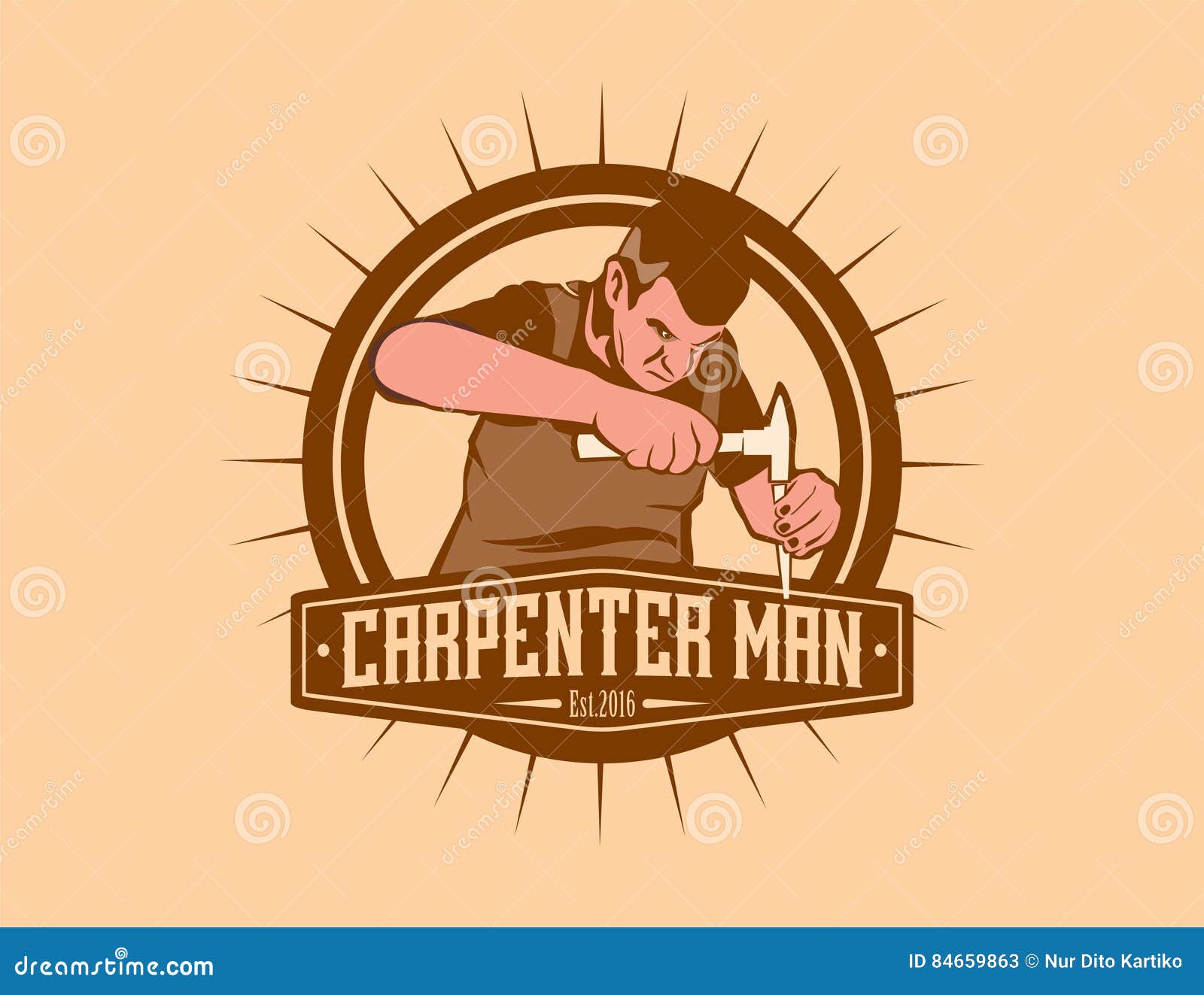 Carpenter Man stock vector. Illustration of designs, retro - 84659863