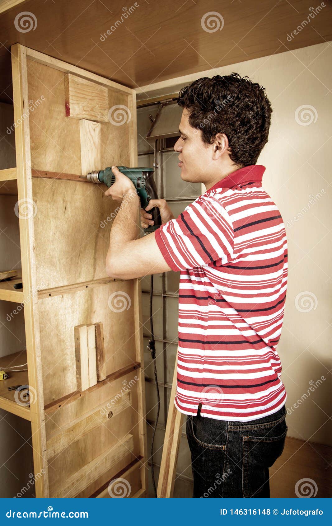 Carpenter man working stock photo. Image of focus, industry - 146316148