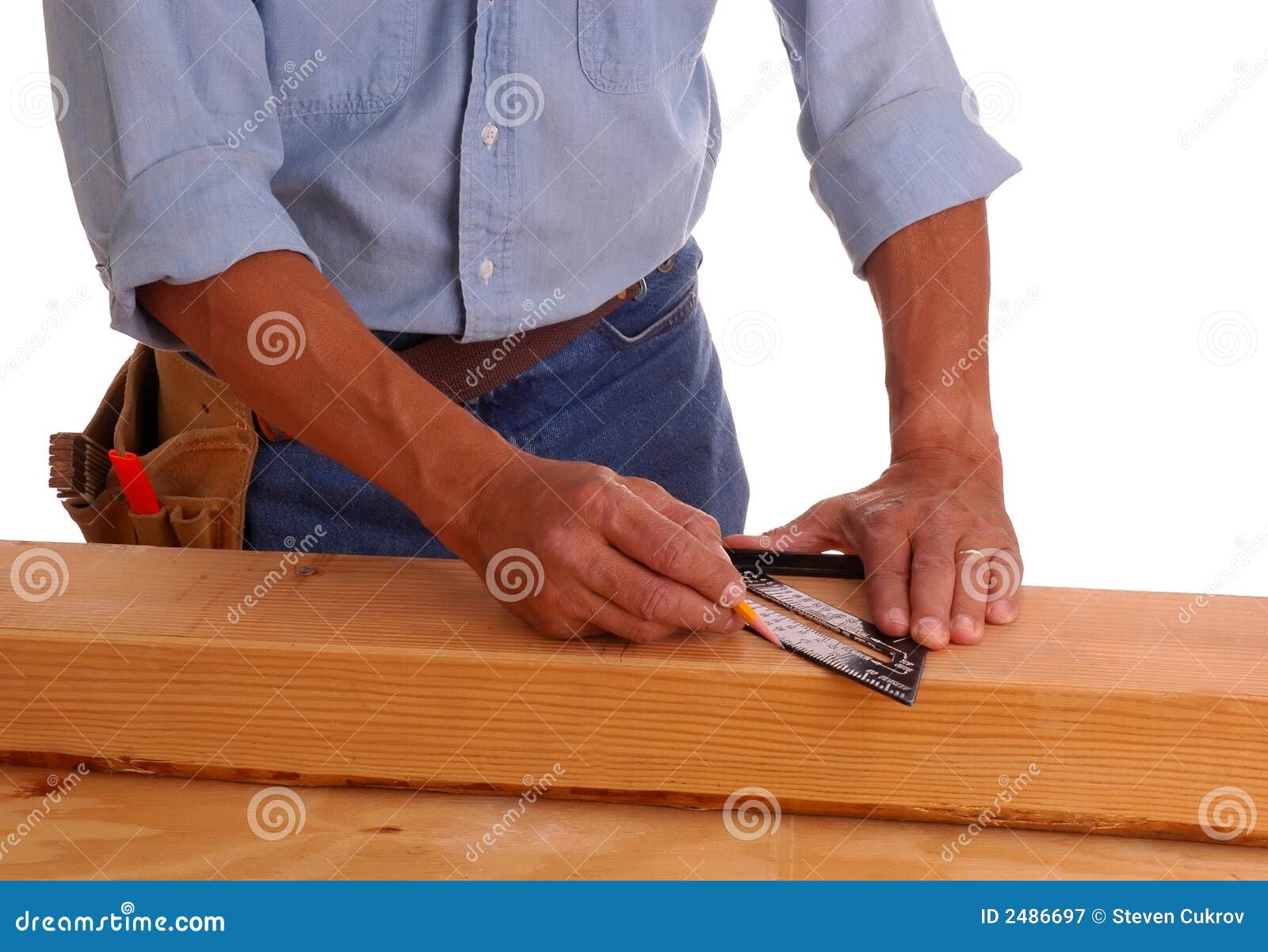 Carpenter marking cut line stock image. Image of worker - 2486697