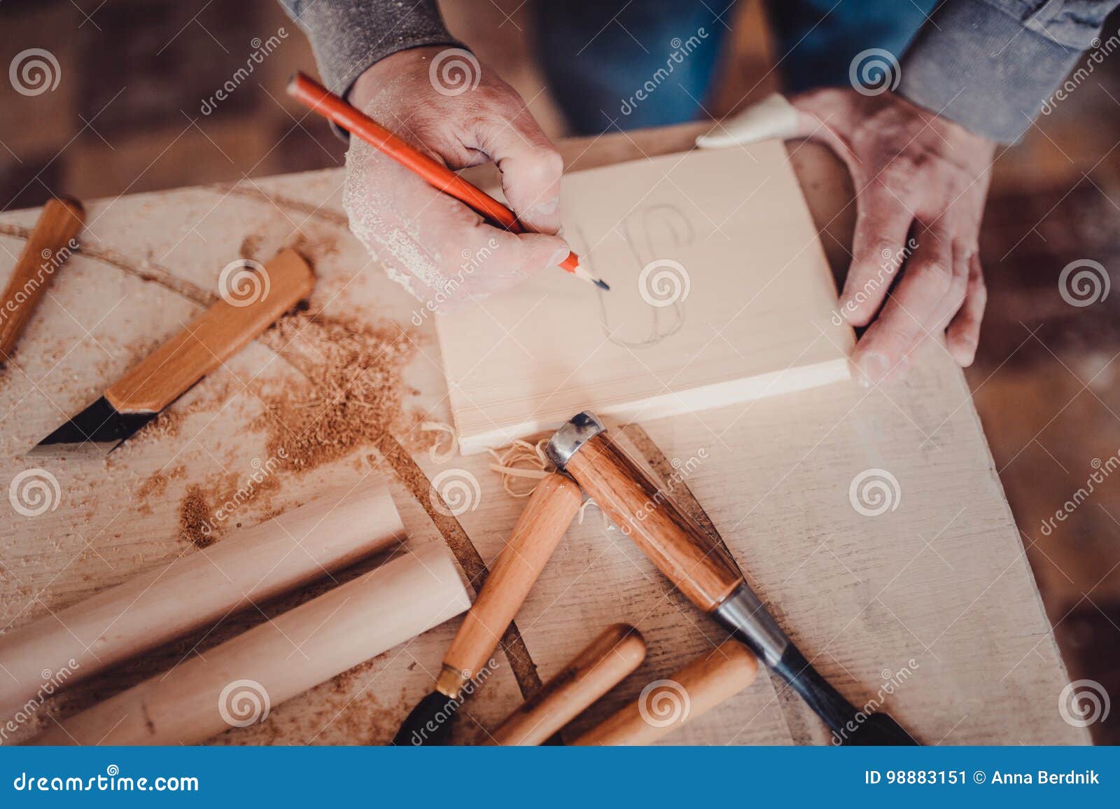 Carpenter Marking Position on Wood Stock Image - Image of mark, site ...