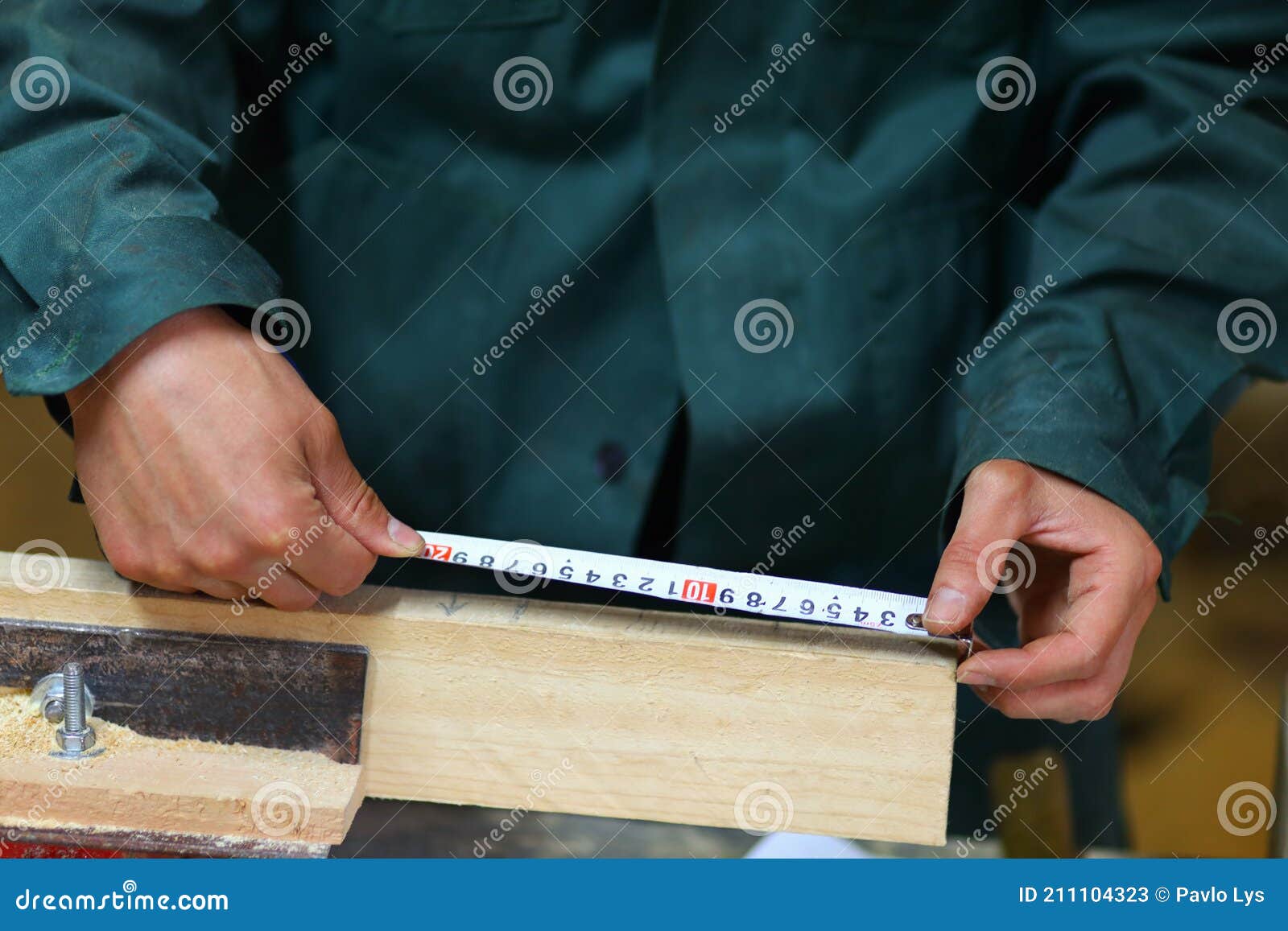 The Carpenter Measures the Dimensions of the Object with a Tape Stock ...