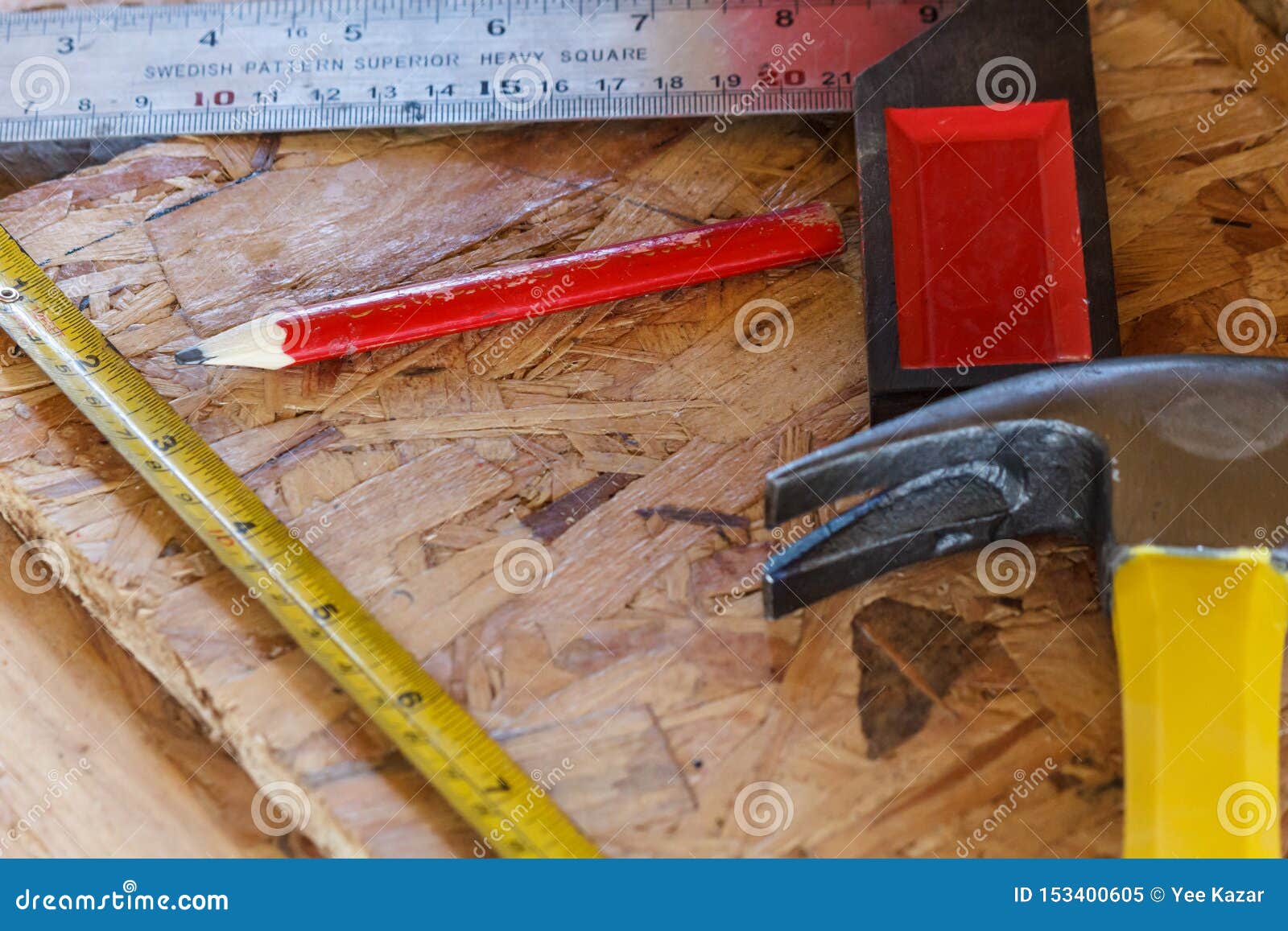 Carpenter Measuring Wood in Workshop Stock Image - Image of closeup ...