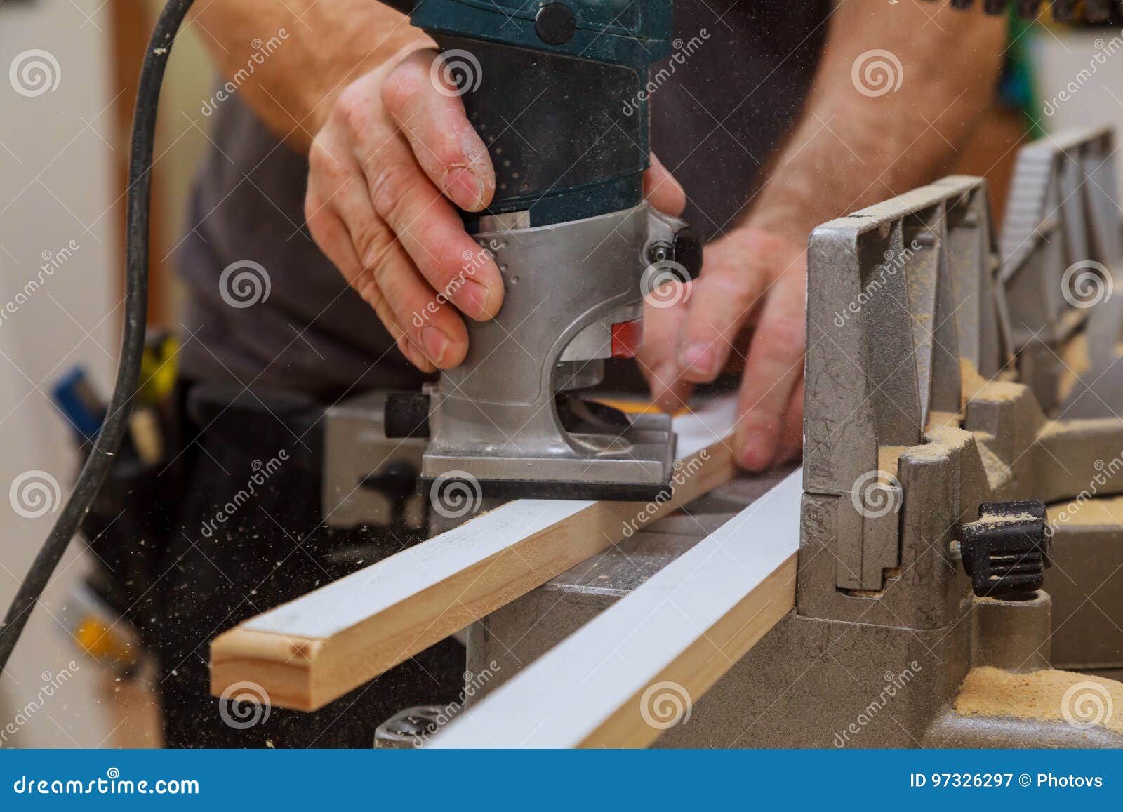 Carpenter Milled Wood Upper Hand Electric Router Stock Image - Image of ...