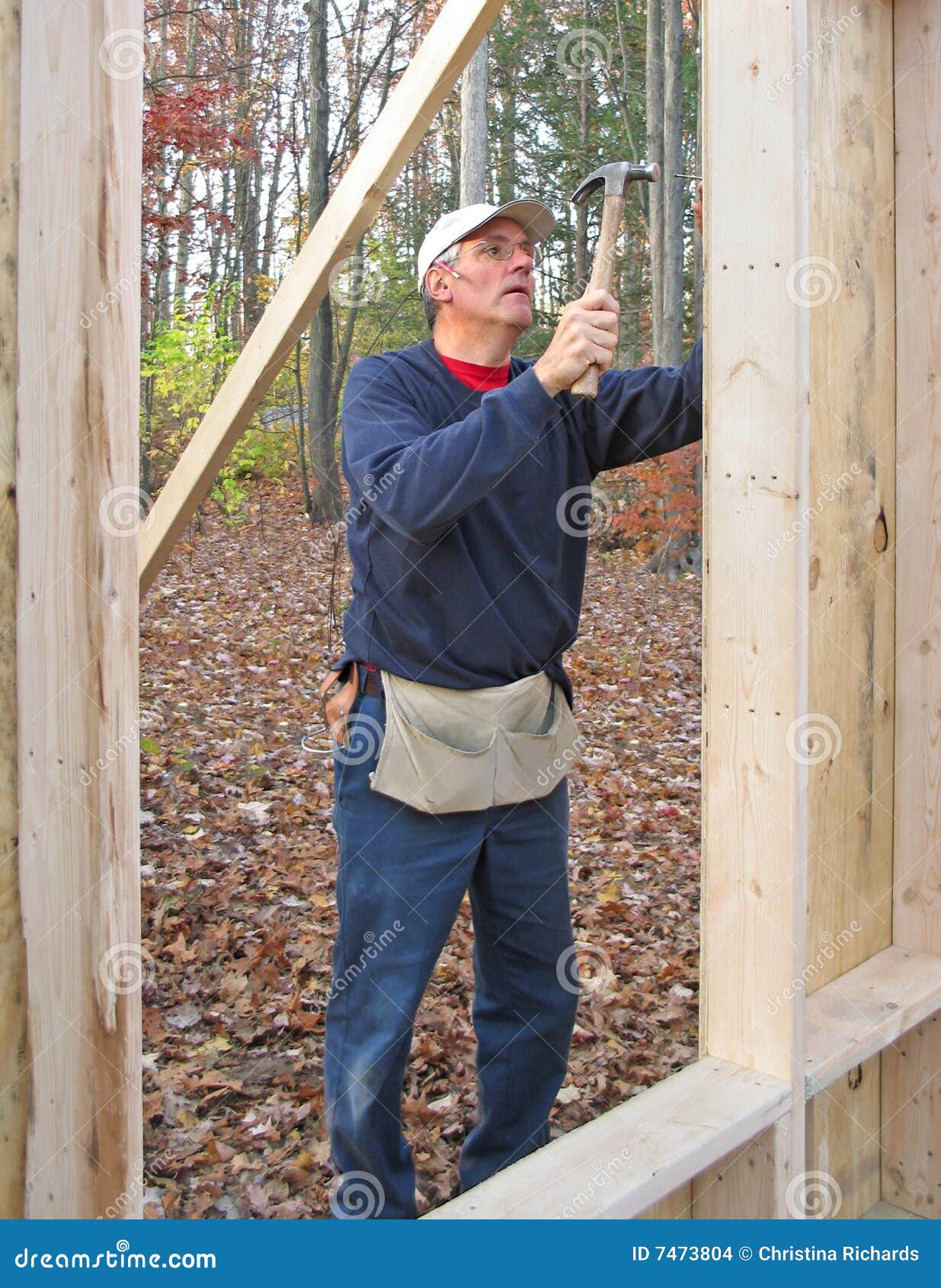 Carpenter Nailing Plywood Sheathing Stock Photo - Image of worker ...