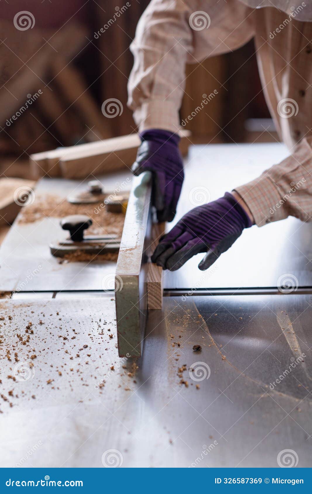 Carpenter Operating a Thickness Planer Machine in the Carpentry ...