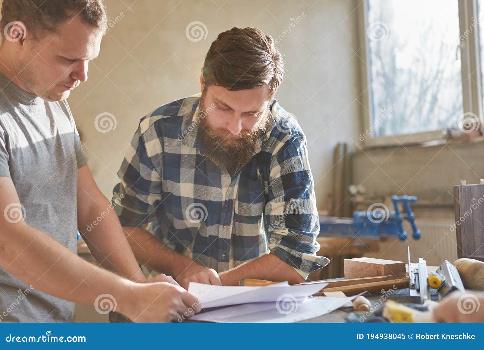 Carpenter with Order on a Sheet of Paper Stock Image - Image of order ...