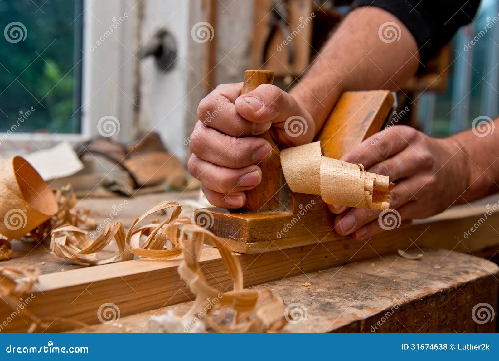 Carpenter stock photo. Image of wood, workbench, shavings - 31674638