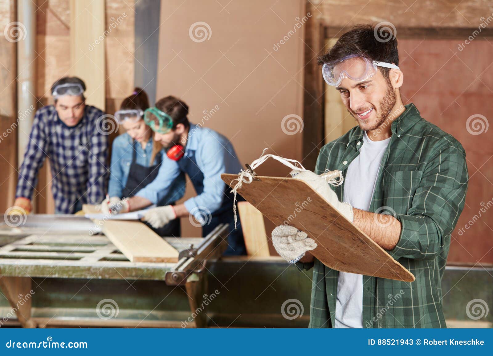 Carpenter Planning and Organizing Stock Image - Image of collar ...