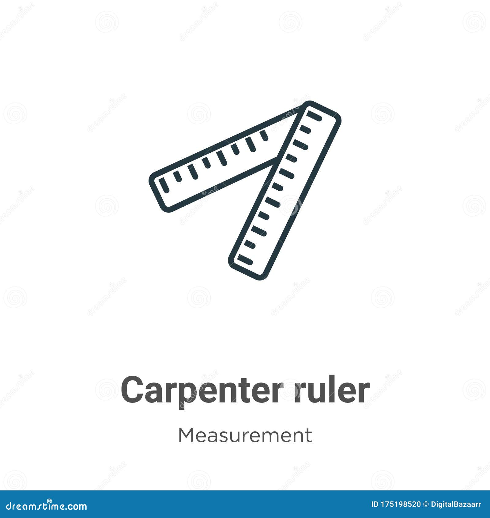 Carpenter Ruler Outline Vector Icon. Thin Line Black Carpenter Ruler ...