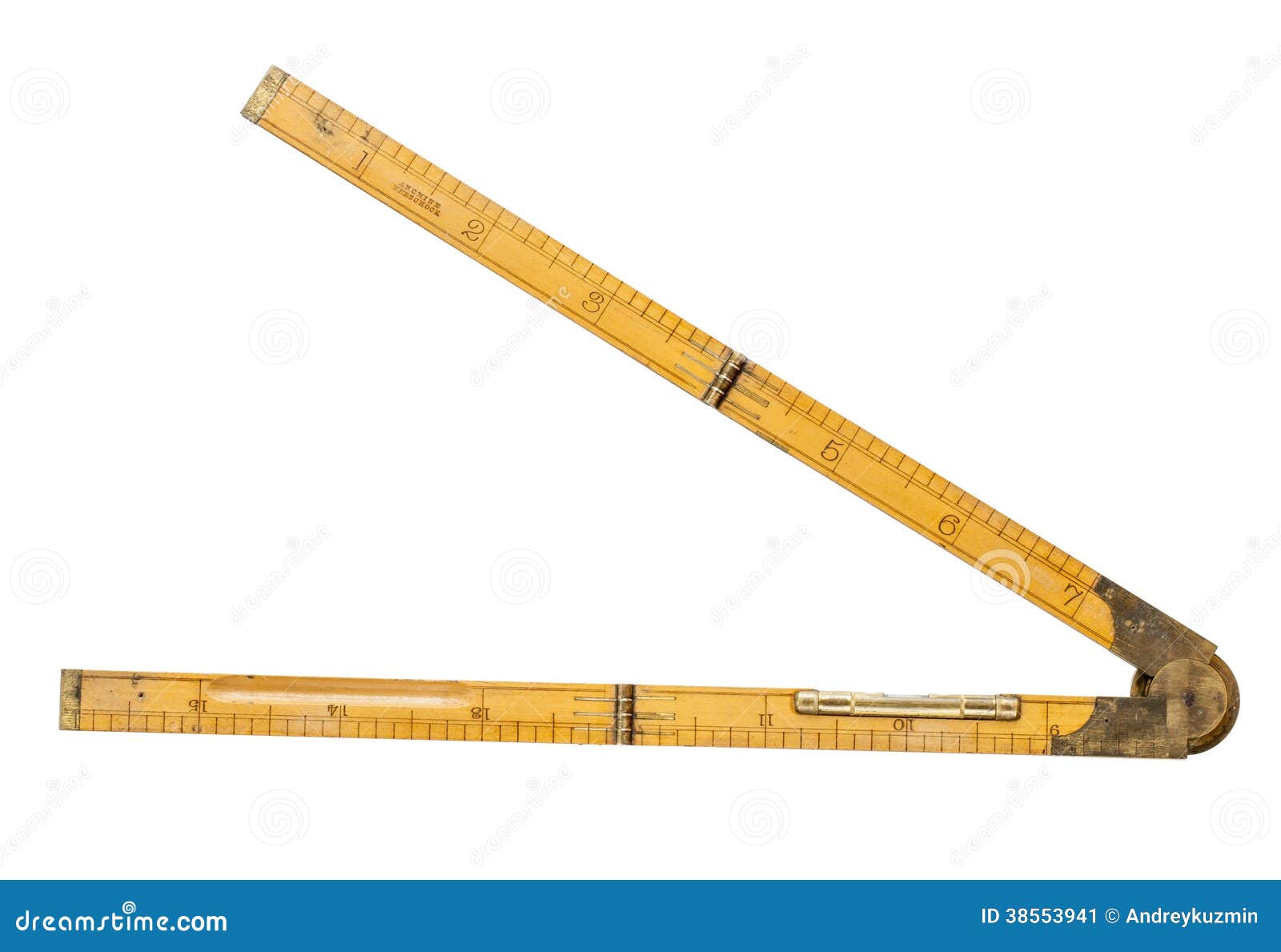 Carpenter S Folding Rule of 19th Century with Brass Level Stock Image ...
