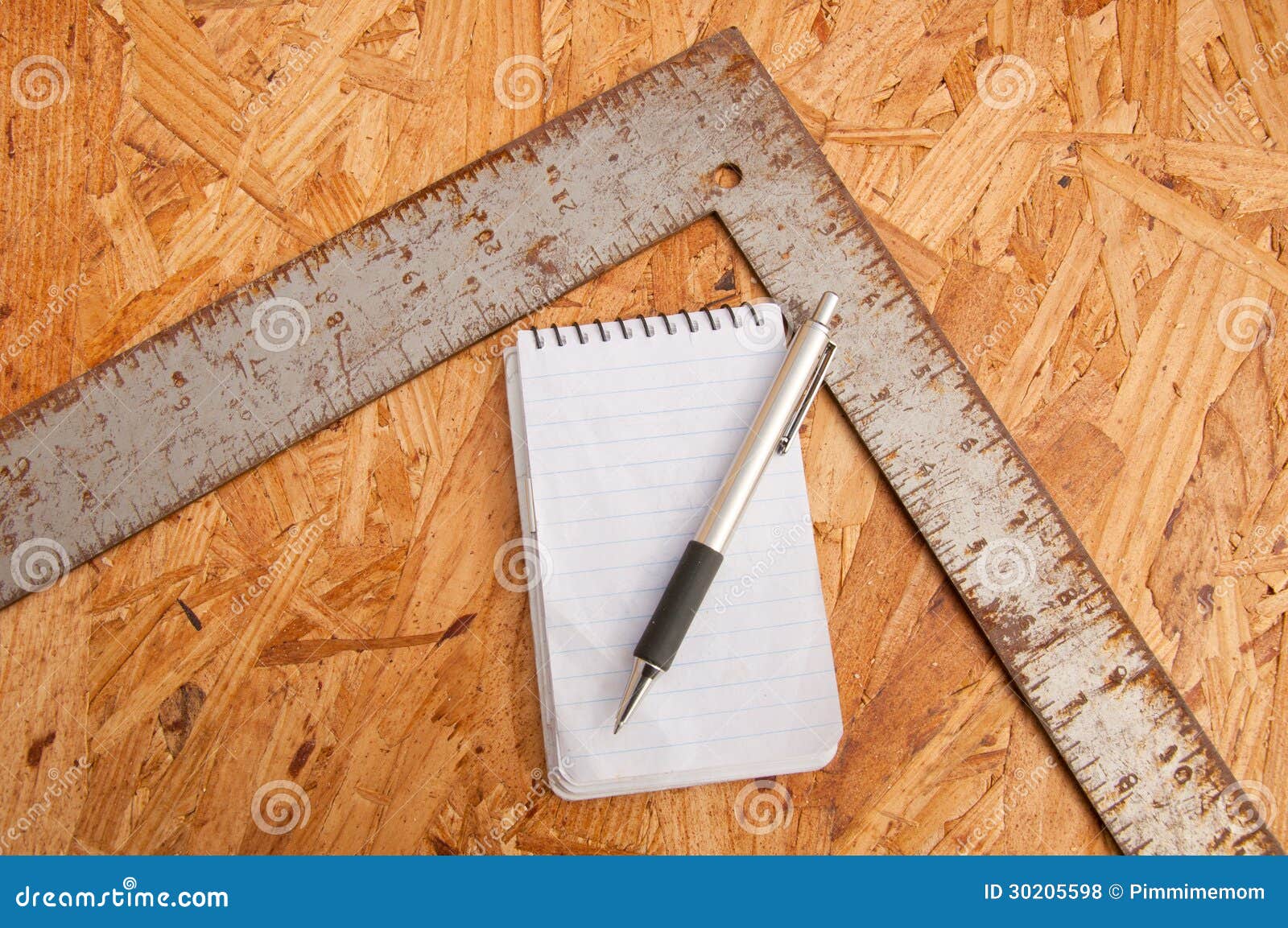 Carpenter S Framing Square, Notepad and Pen Stock Photo - Image of ...
