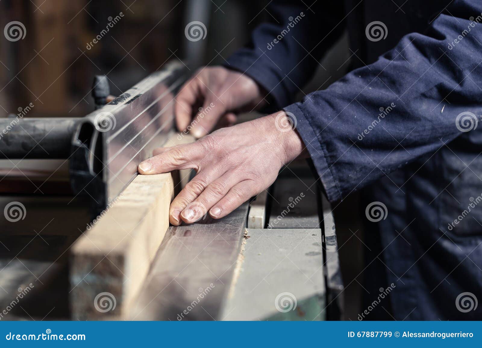 Carpenter S Hands Cutting Wood with Tablesaw Stock Image - Image of ...