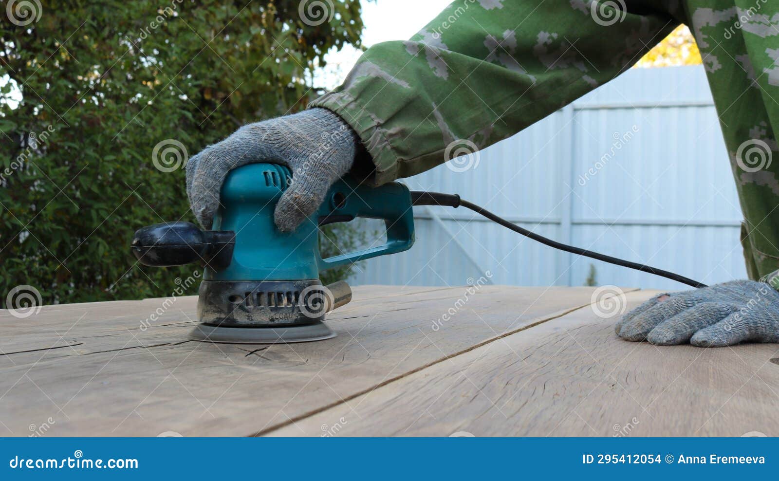 Sanding Boards with an Emery Machine Stock Photo - Image of board ...