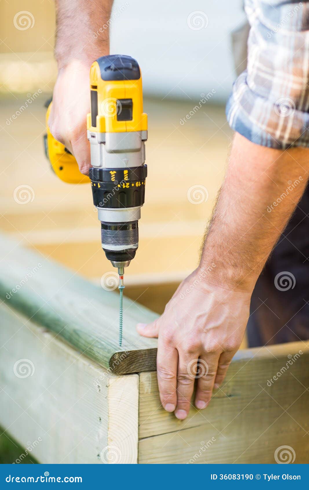 Carpenter S Hands Using Drill on Wood Stock Photo - Image of craftsman ...