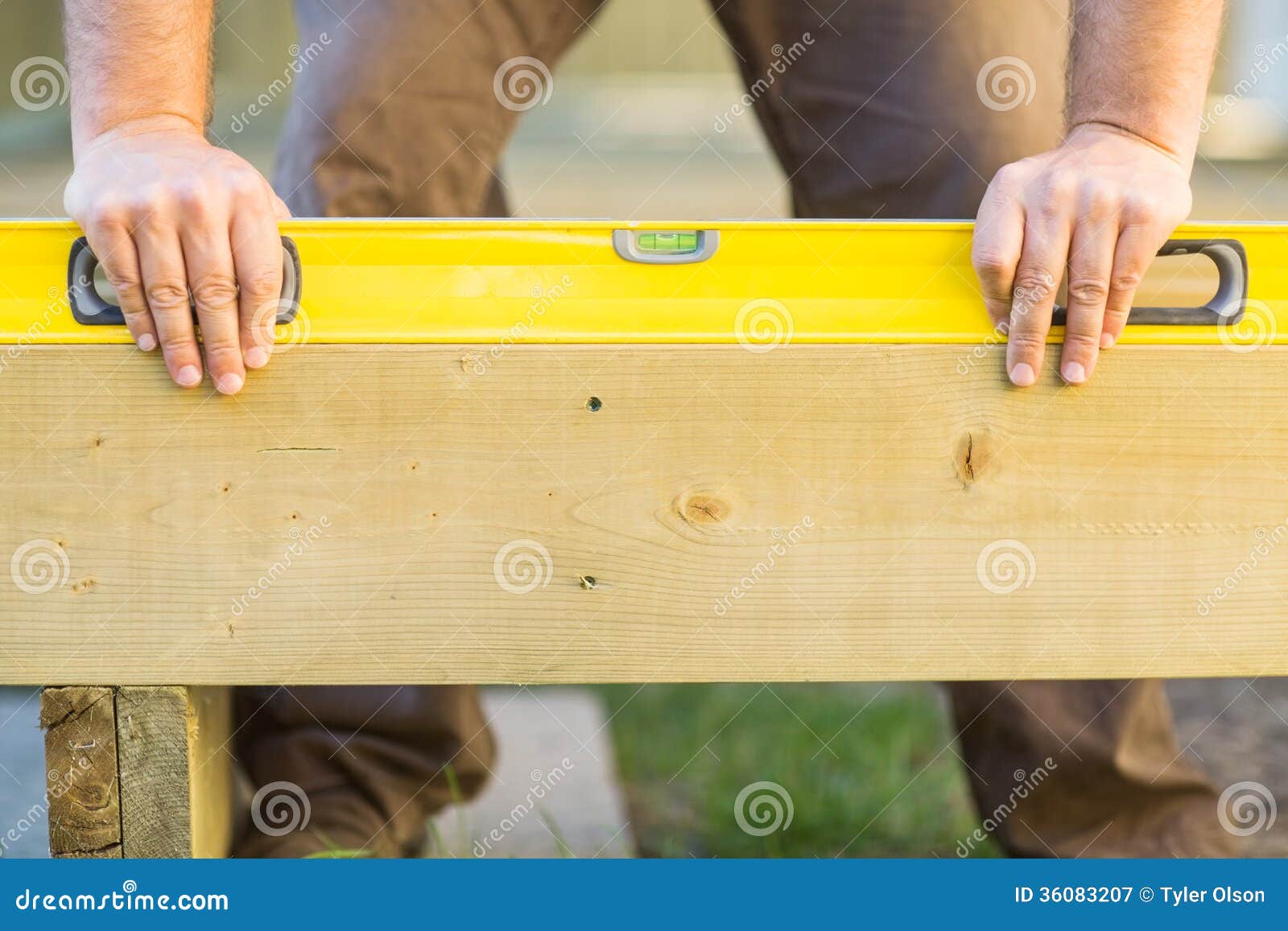 Carpenter S Hands Using Spirit Level on Wood Stock Image - Image of ...