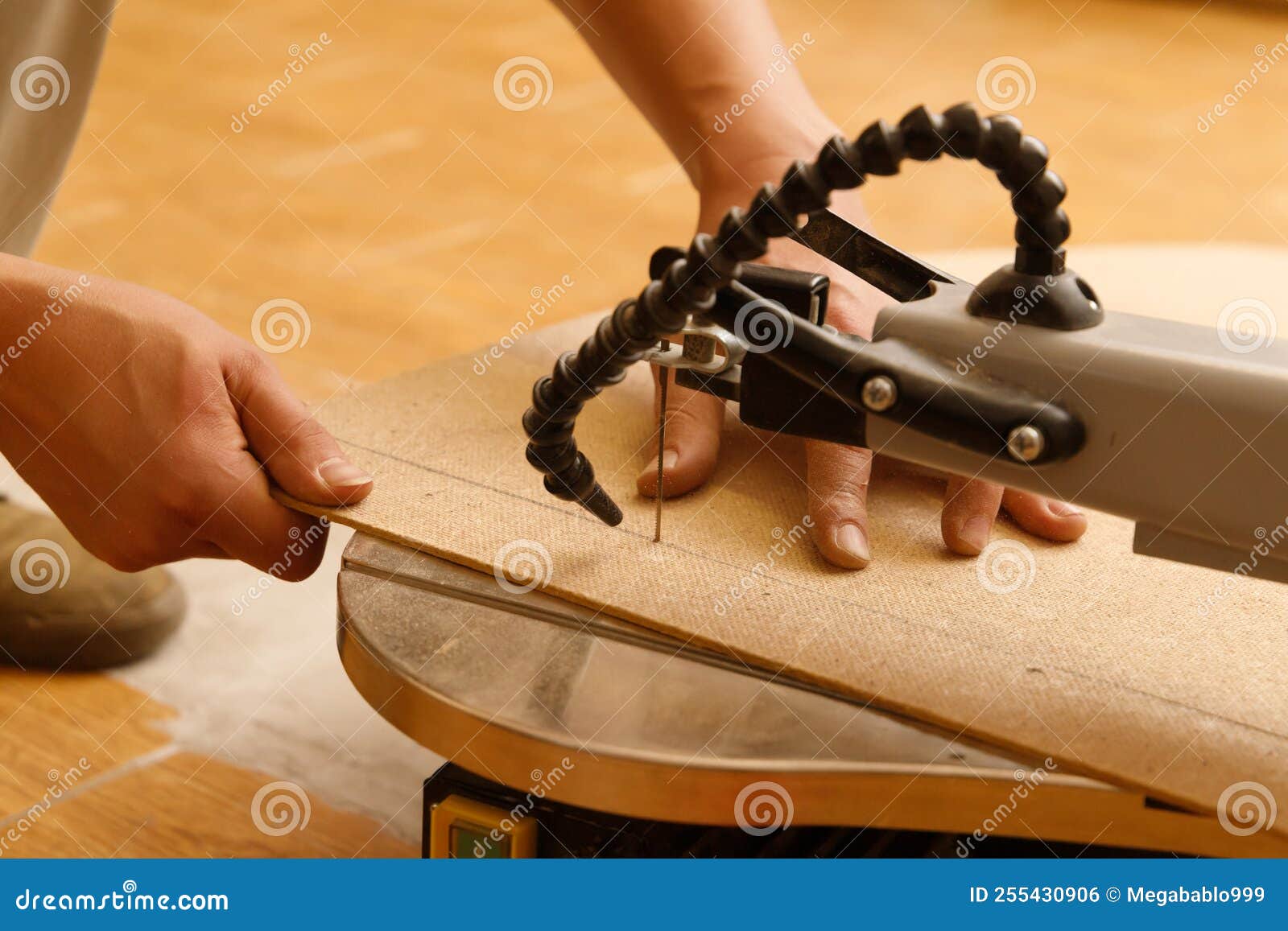 Carpenter& X27;s Hands are Working on Scroll Saw Stock Photo - Image of ...