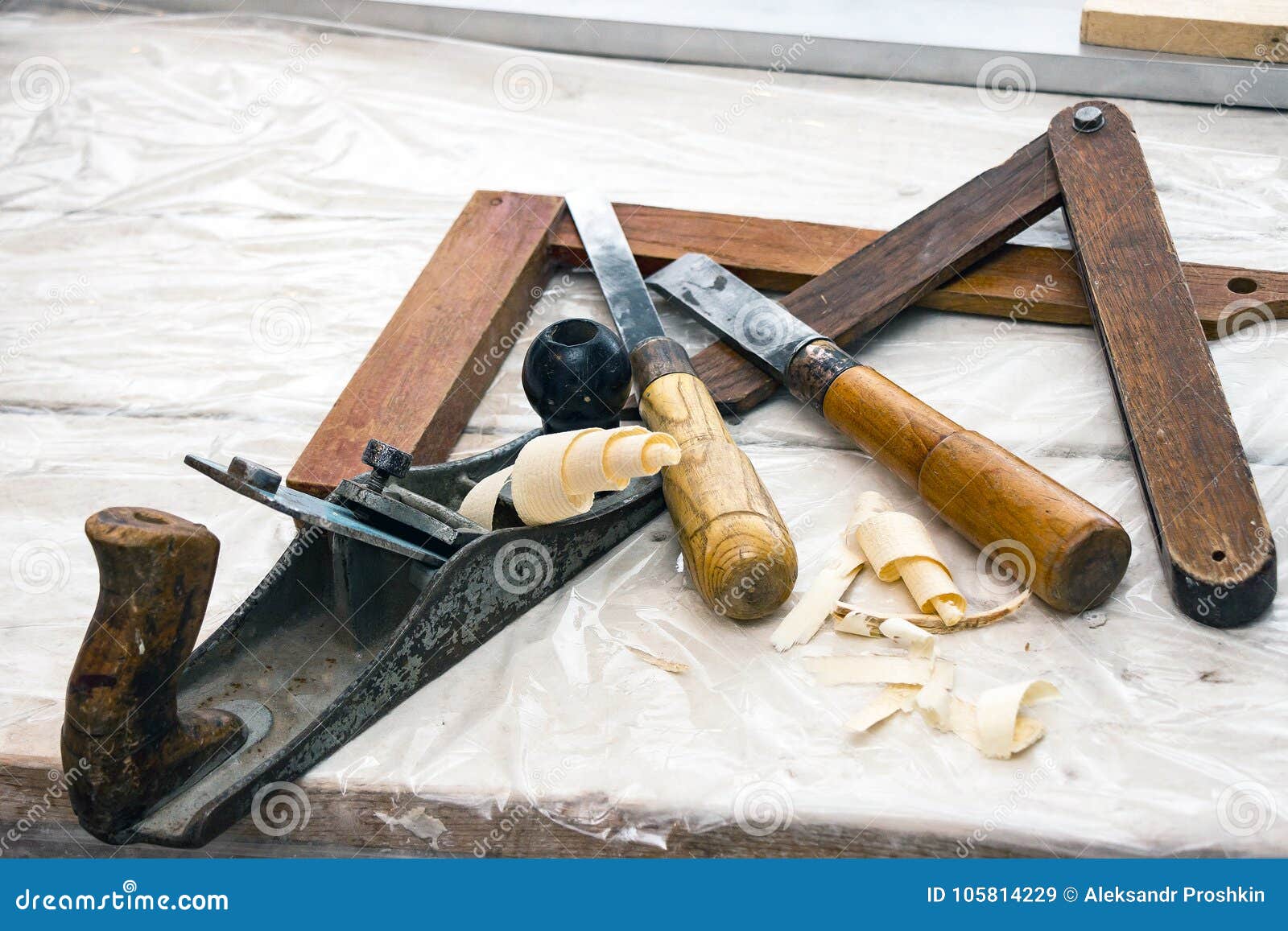 A carpenter`s tool stock image. Image of chisels, plane - 105814229