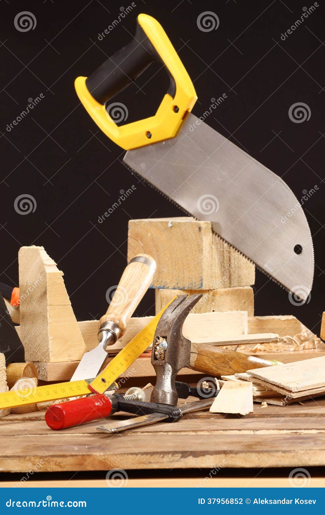 Carpenter s tools stock photo. Image of handyman, yellow - 37956852