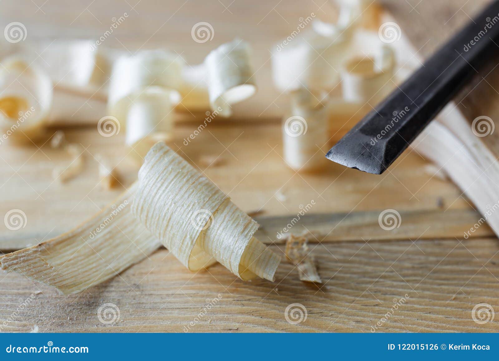 Chisel and wood chips stock photo. Image of table, cutting - 122015126
