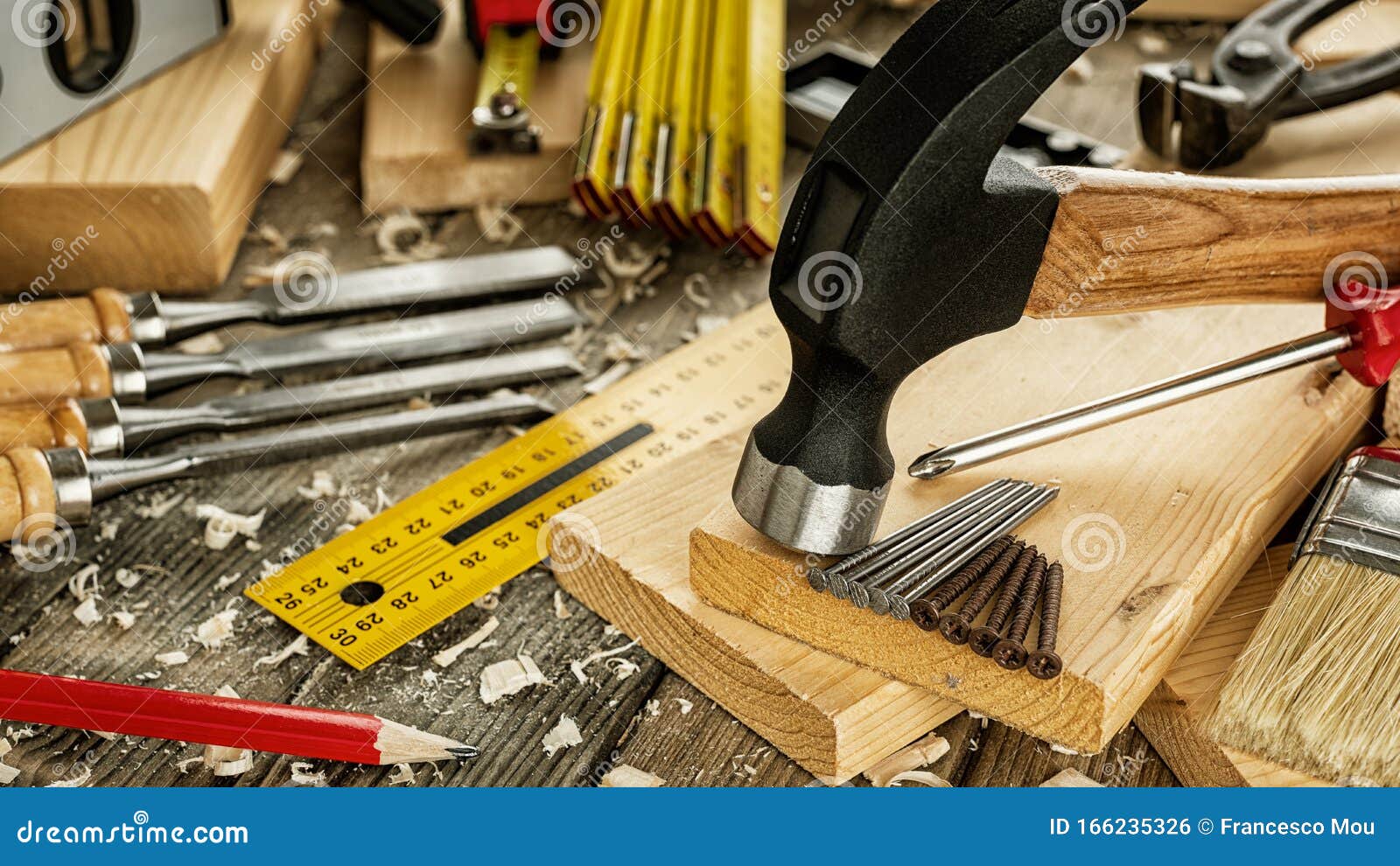 Carpenter`s Work Tools. Carpentry Stock Photo - Image of home, axis ...
