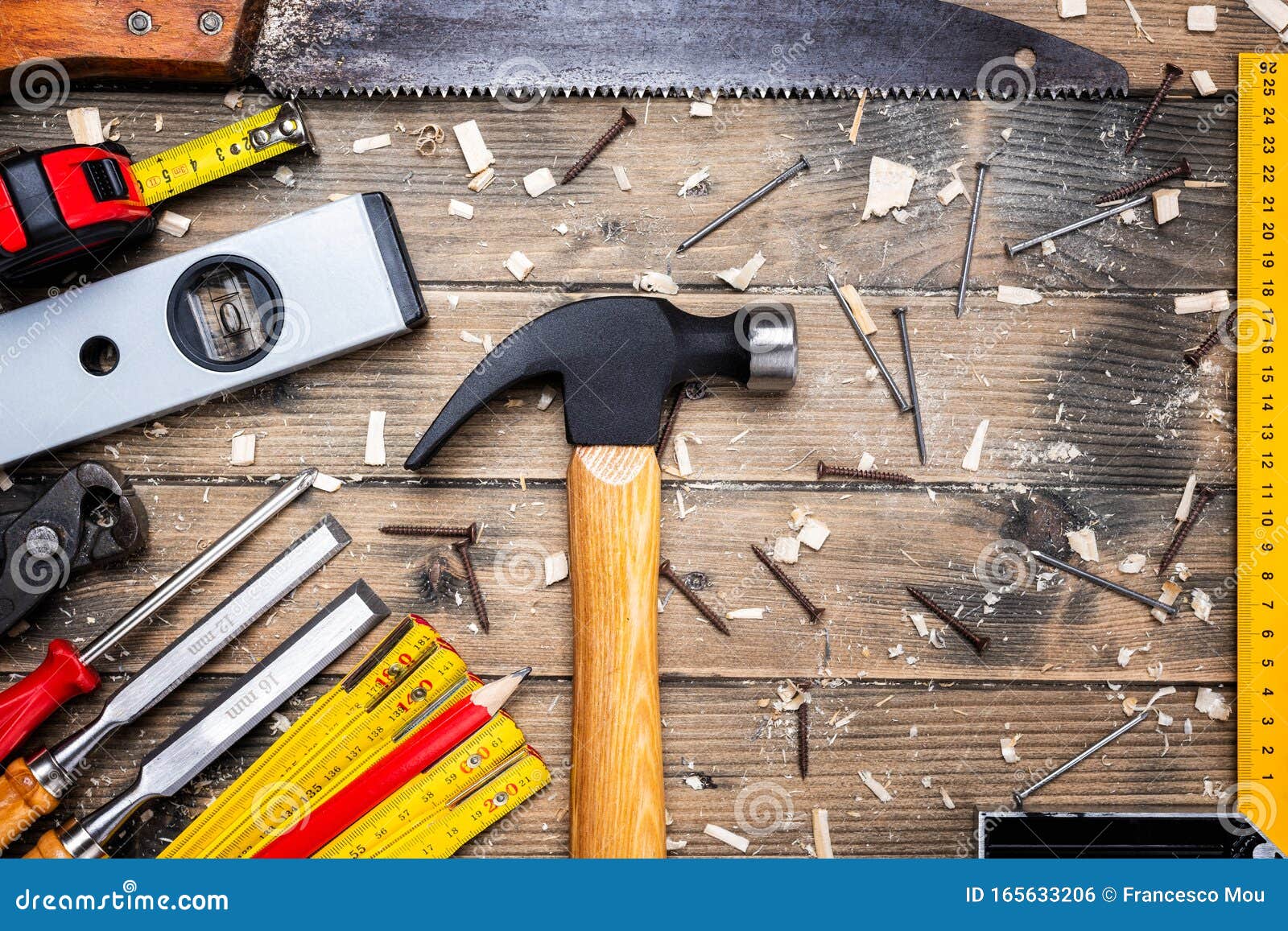 Carpenter`s Work Tools. Carpentry Stock Photo - Image of nails, object ...