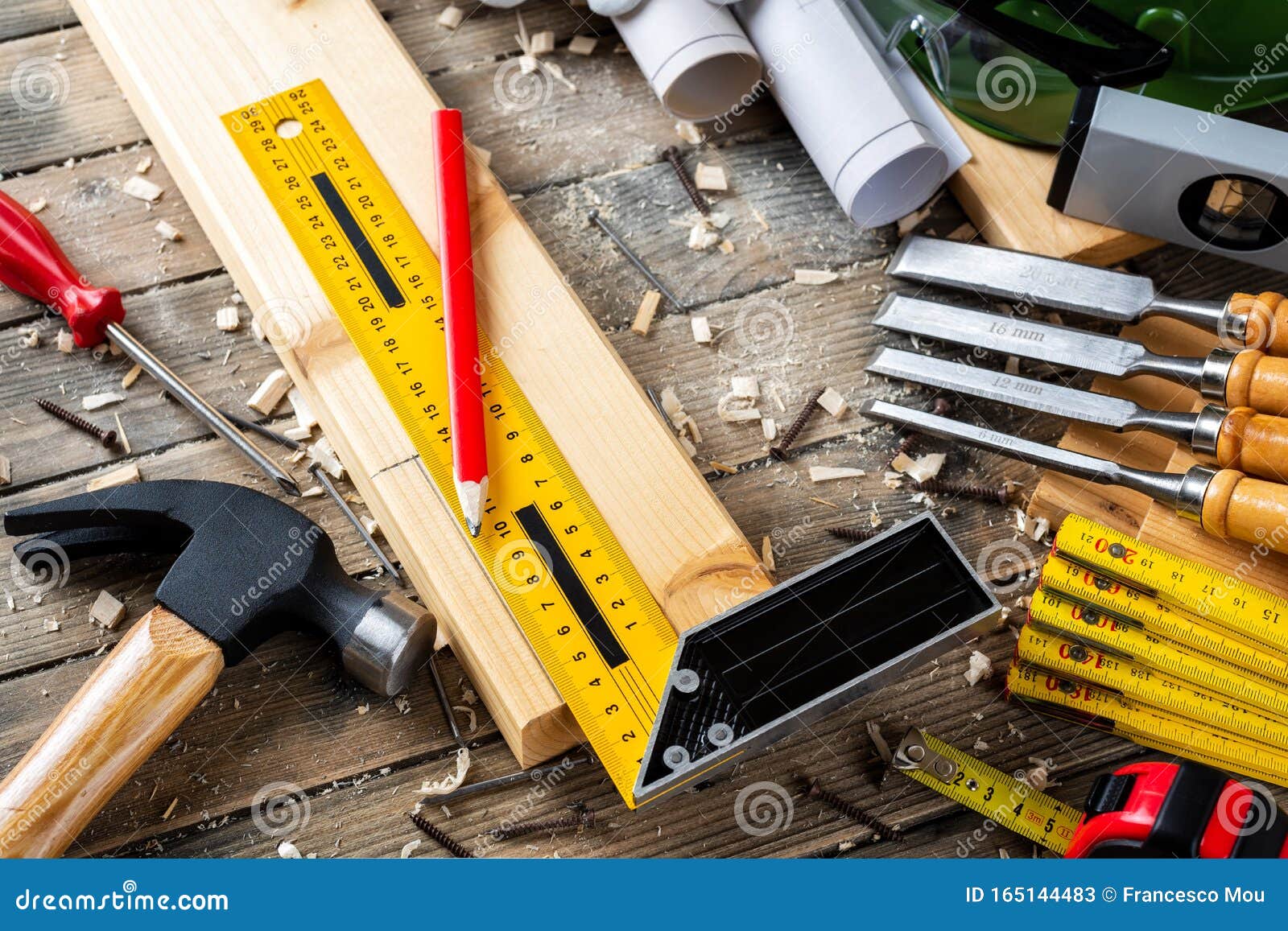 Carpenter`s Work Tools. Carpentry Stock Image - Image of object, house ...