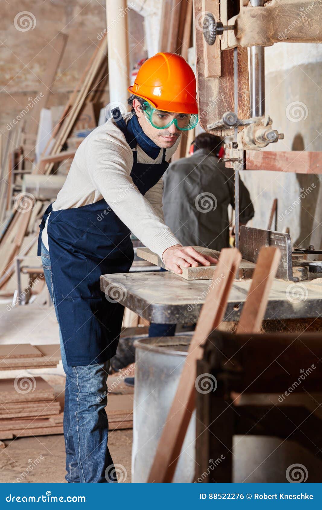 Carpenter with Saw Processing Wood Stock Photo - Image of woodworking ...