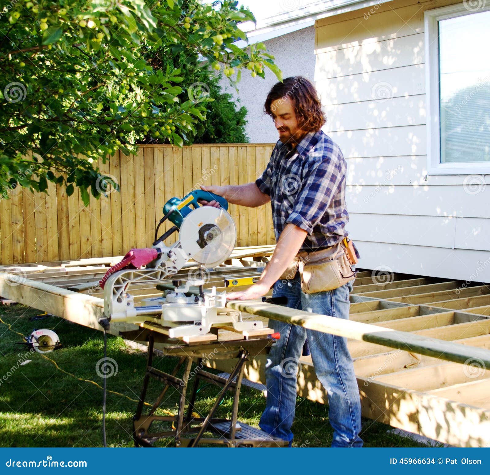 Carpenter Sawing Board with Table Saw Stock Photo - Image of frame ...