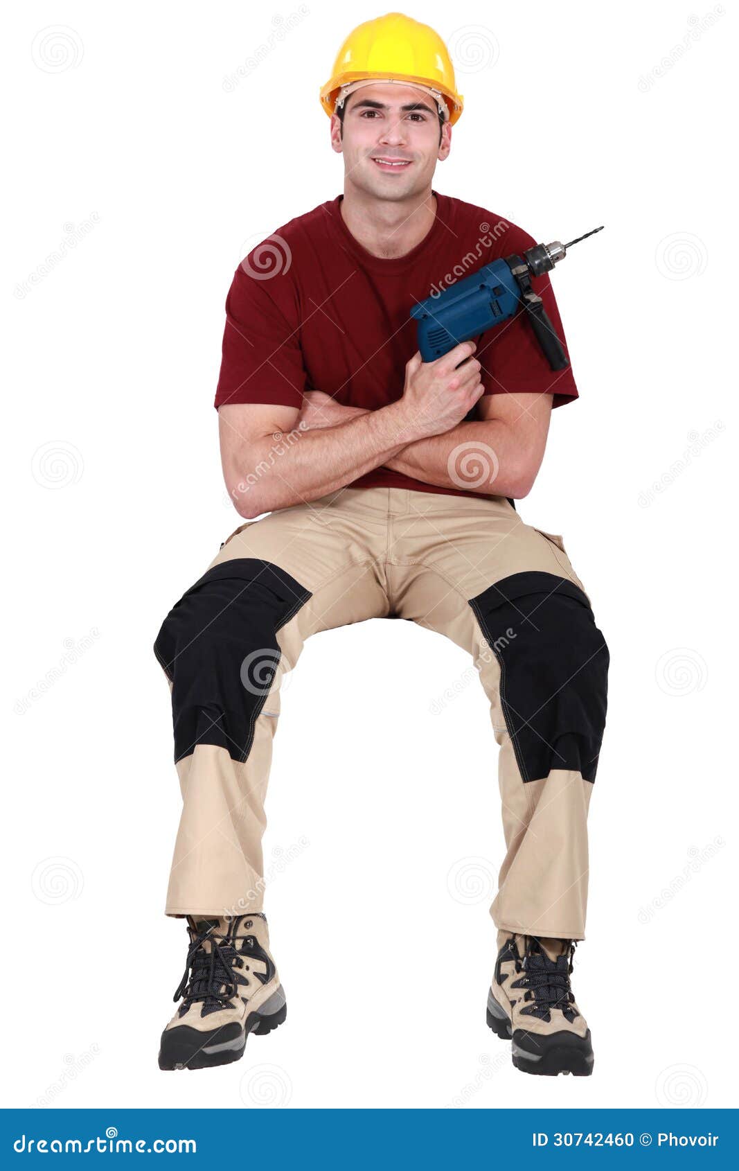 Carpenter with screwdriver stock photo. Image of clothing - 30742460