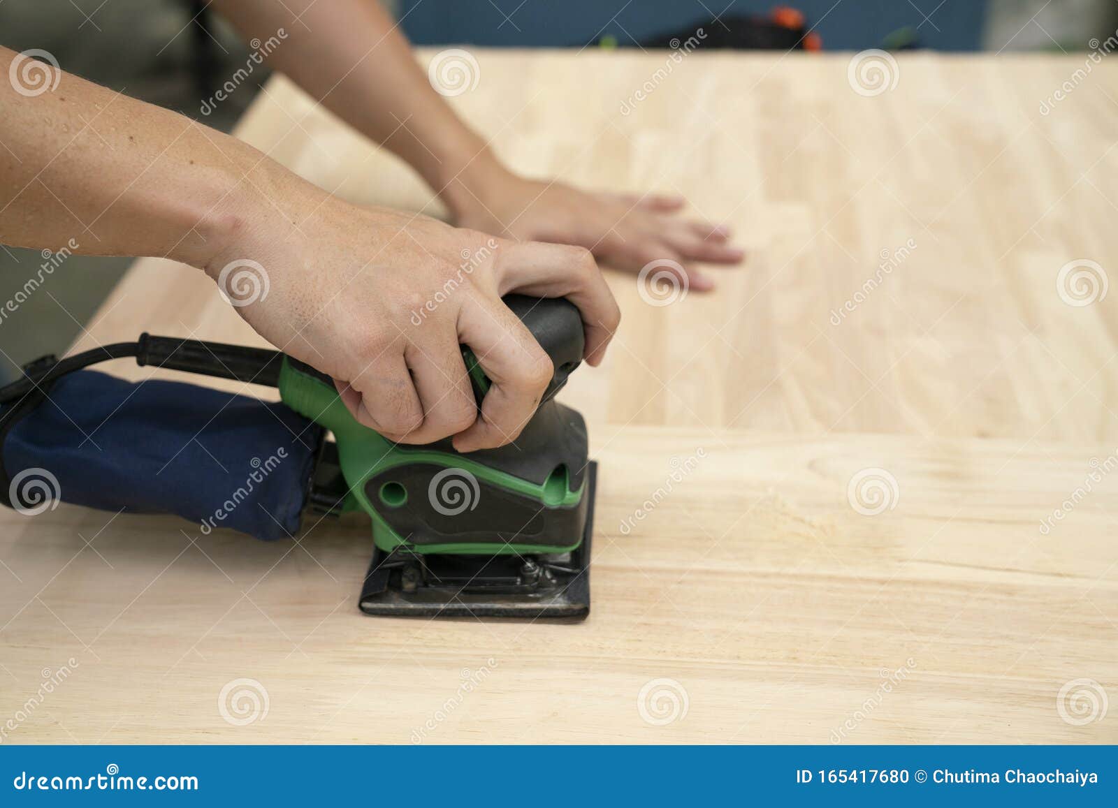 Carpenter Scrubbing Wood Board in the Workshop Stock Photo - Image of ...