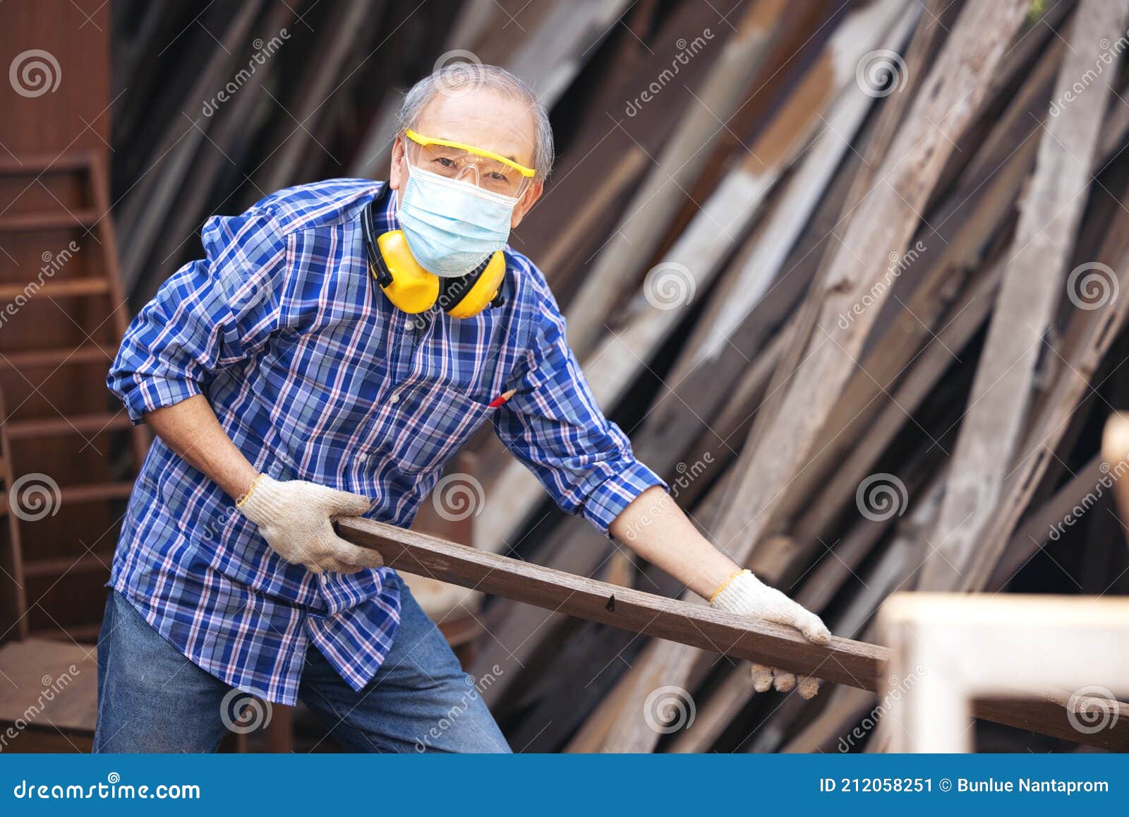 Carpenter, Senior Man Sanding Wooden Fence in Workplace Using Work Tool ...