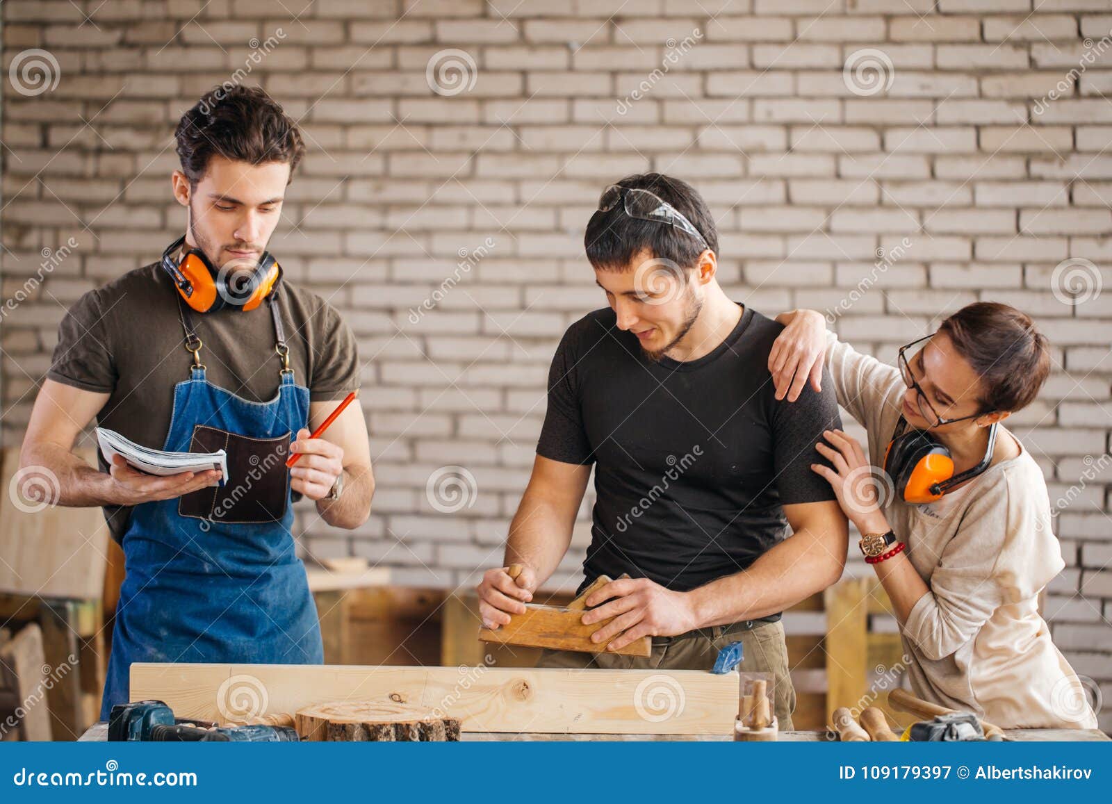 Carpenter with Students in Woodworking Workshop Stock Image - Image of ...
