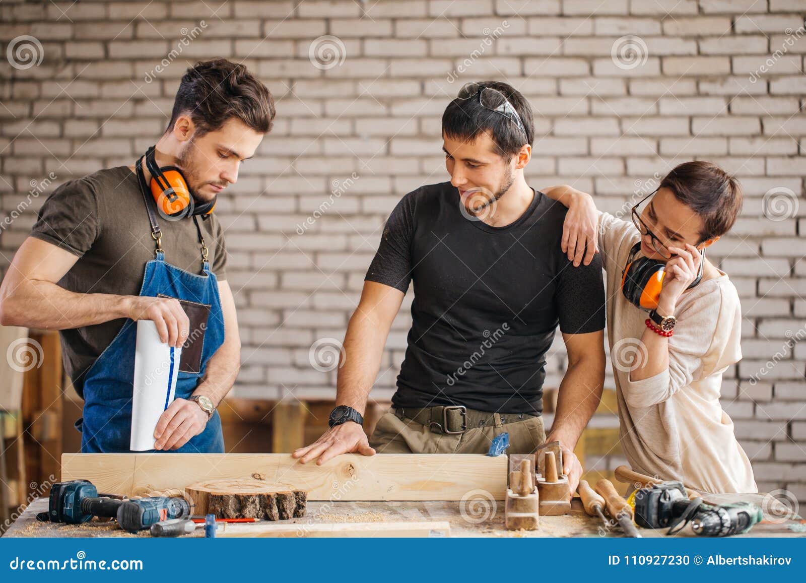 Carpenter with Students in Woodworking Workshop Stock Photo - Image of ...