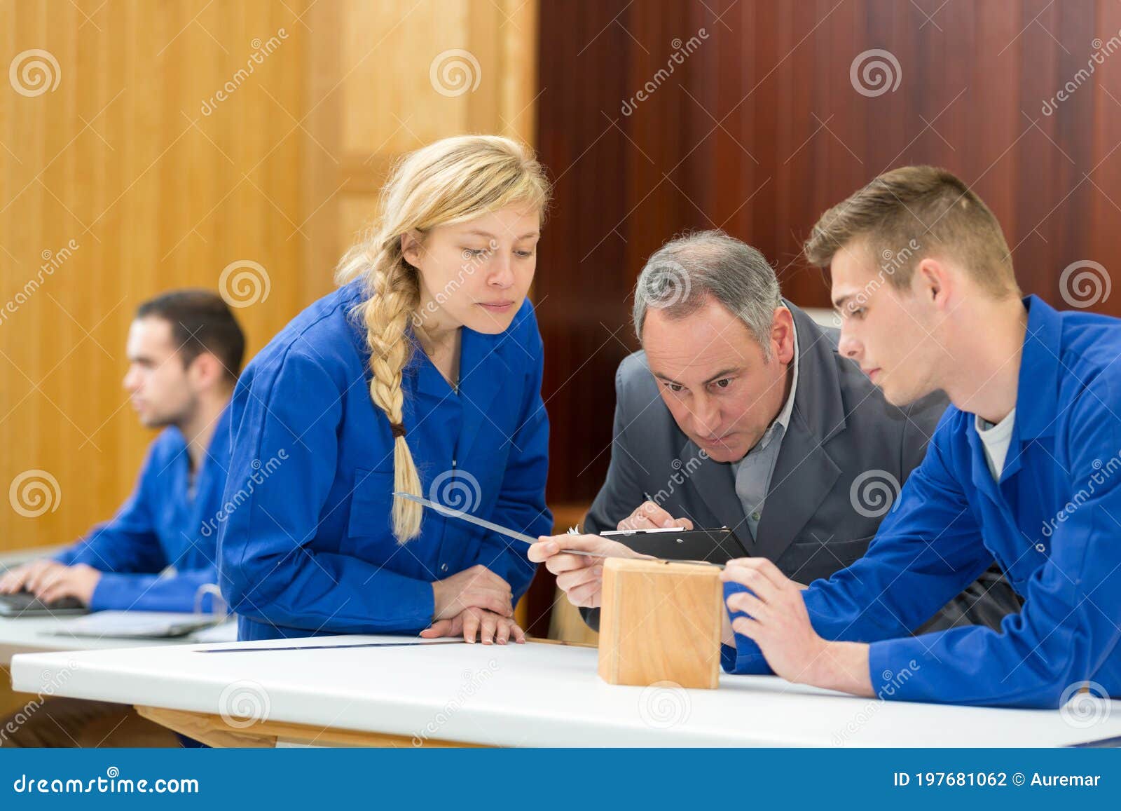 Carpenter with Students in Workshop Stock Photo - Image of carpentry ...