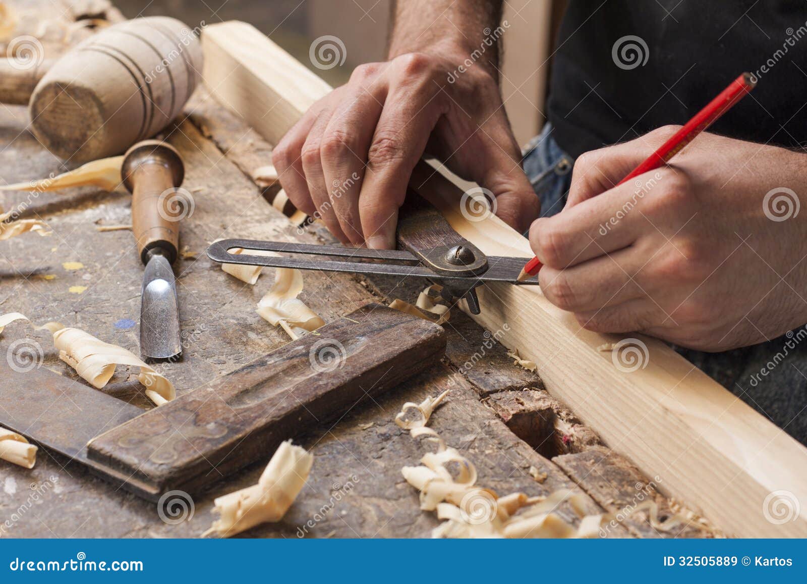 Carpenter Taking Measurement Stock Image - Image of indoors, contractor ...