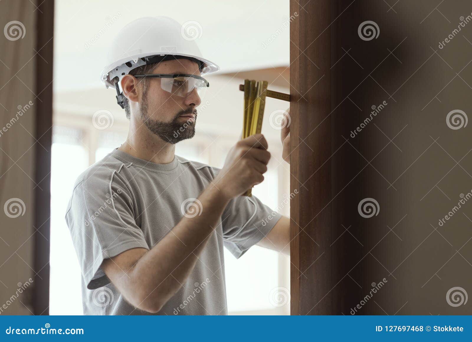 Folding Ruler Isolated, Yellow Carpenter`s Rule With Centimeters ...