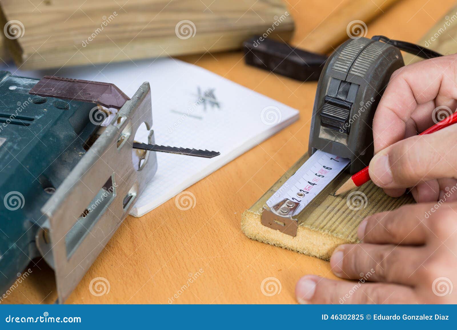 Carpenter taking steps stock image. Image of meter, home - 46302825