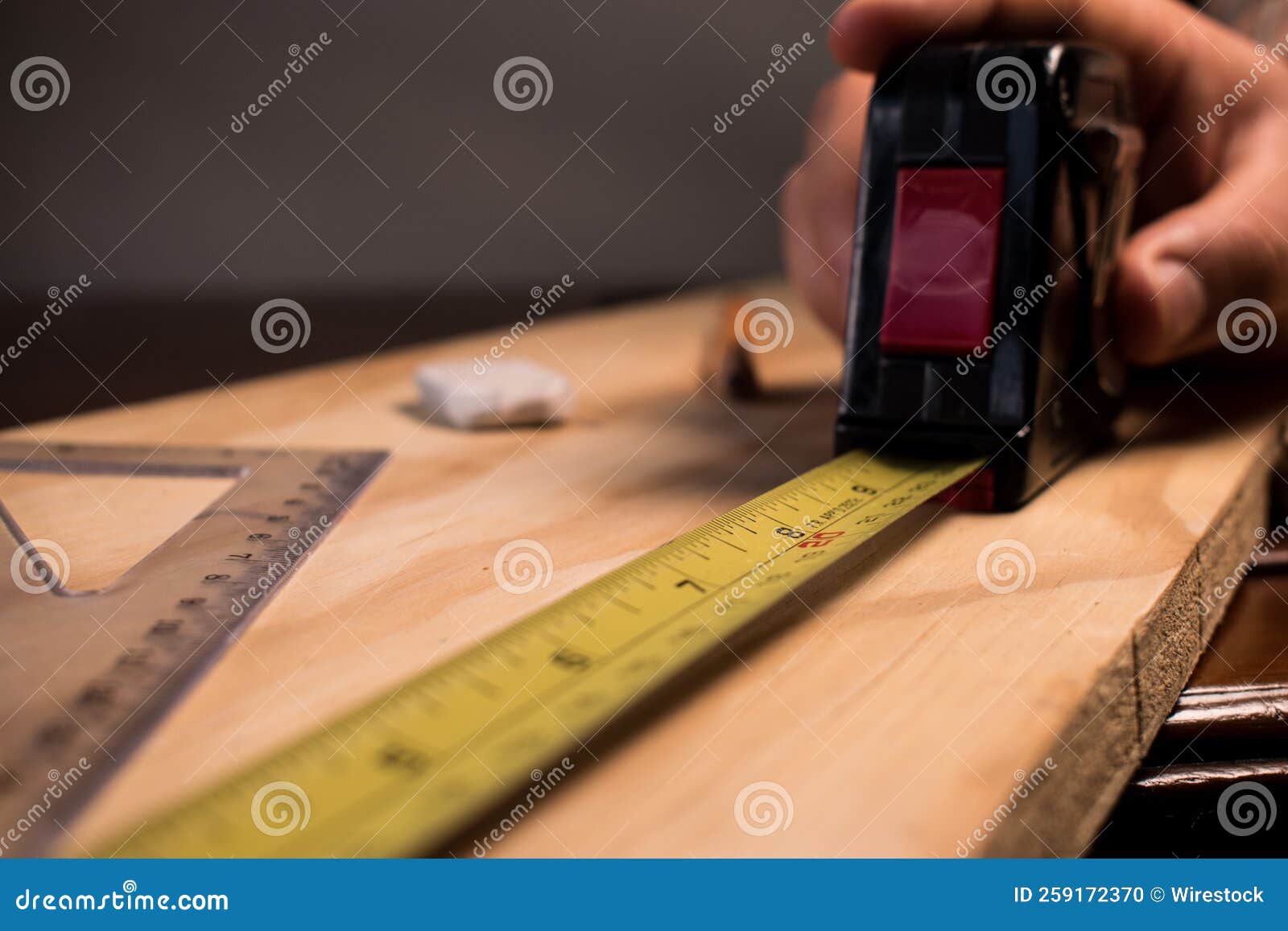 Carpenter Taking Table Measurements Stock Photo - Image of occupation ...