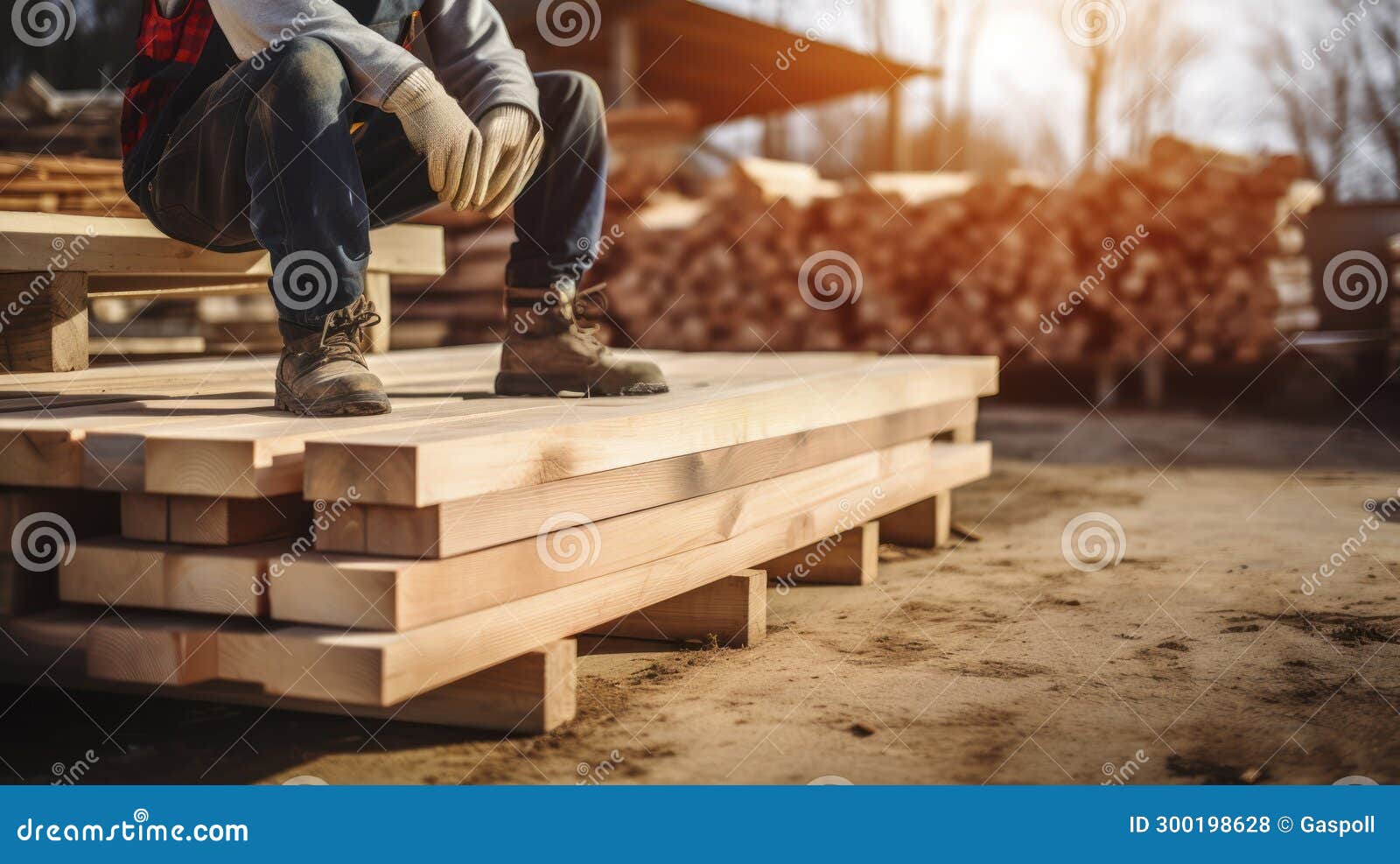 A Carpenter Taking a Well-Deserved Break, Seated on a Plank among ...