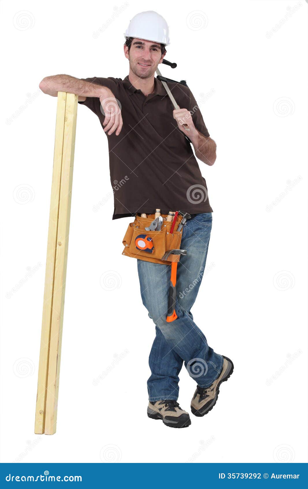 Carpenter with timber stock photo. Image of joiner, adult - 35739292