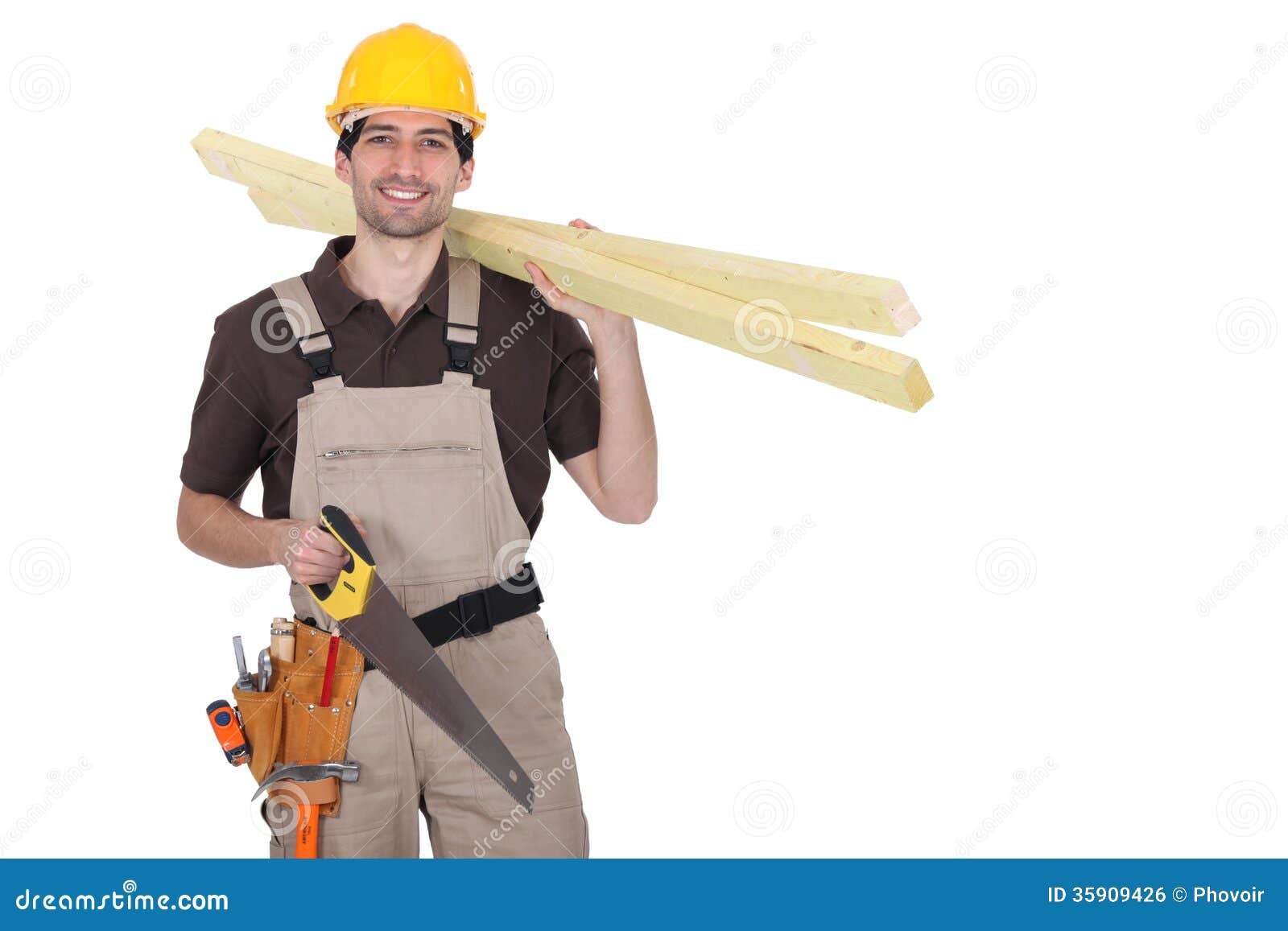 A carpenter. stock photo. Image of handsaw, successful - 35909426