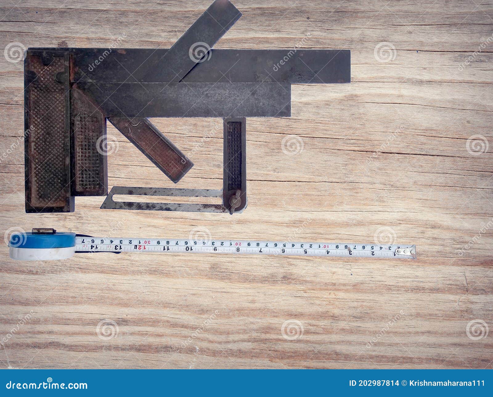 Carpenter Tool Set Isolated on Wooedn Background Stock Photo - Image of ...