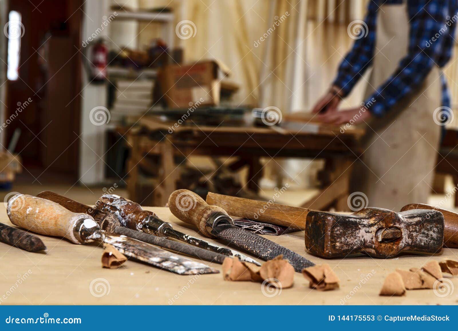 Carpenter Tools. Chisel or Gouge for Wood on Carpenter Working at ...