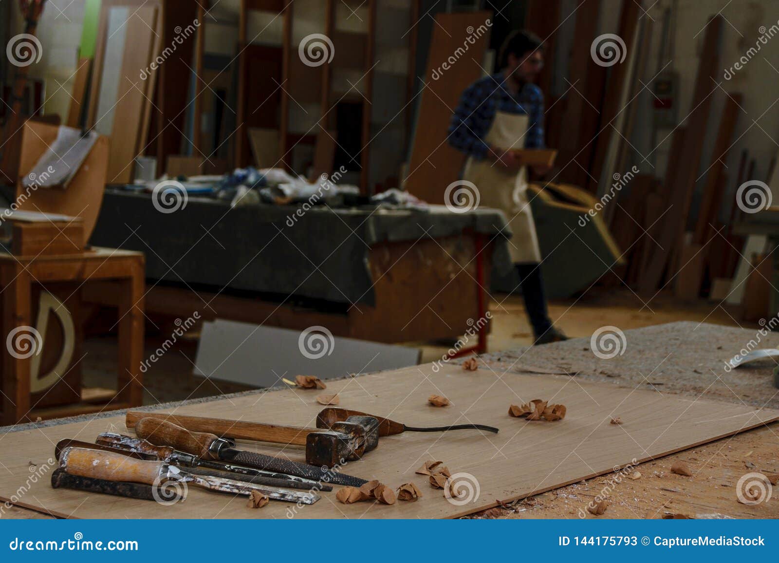 Carpenter Tools. Chisel or Gouge for Wood on Carpenter Working at ...