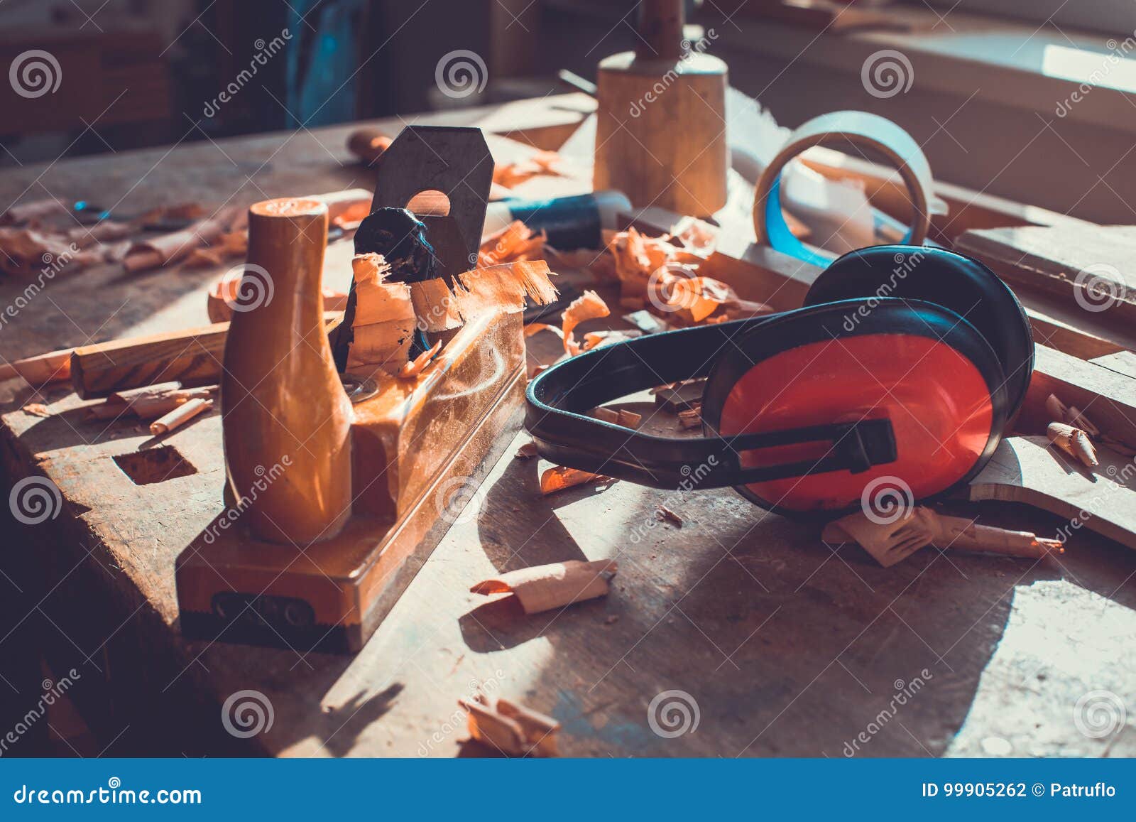 Carpenter Tools on Wood Table Background, Carpenter Tools in Pine Wood ...