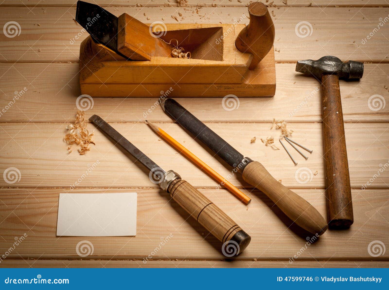 Carpenter Tools in Pine Wood Table Stock Photo - Image of level ...