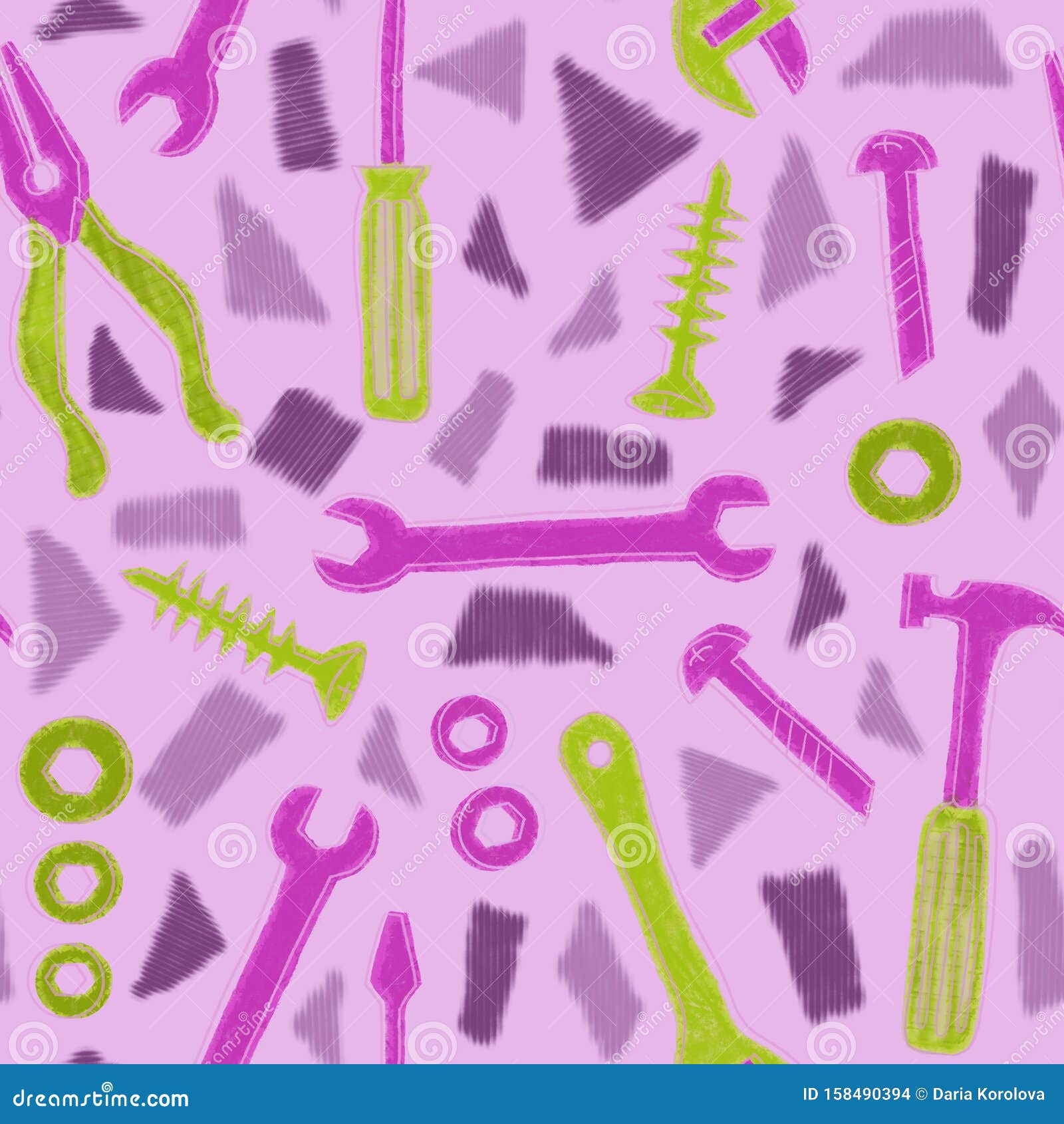 Carpenter Tools Seamless Pattern Instruments Pink Background Stock ...